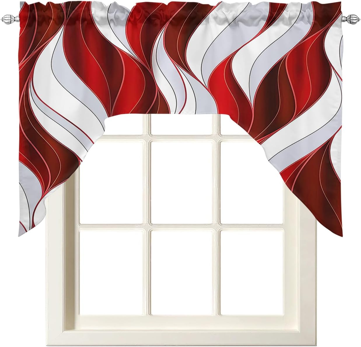Amazon.com: Liuwoyurs Red Geometric Swag Valances for Windows, Kitchen ...