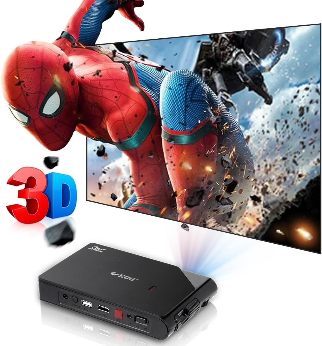 Amazon.com: Pocket 3D Battery Projector 8400mAh, Mini HD Outdoor ...