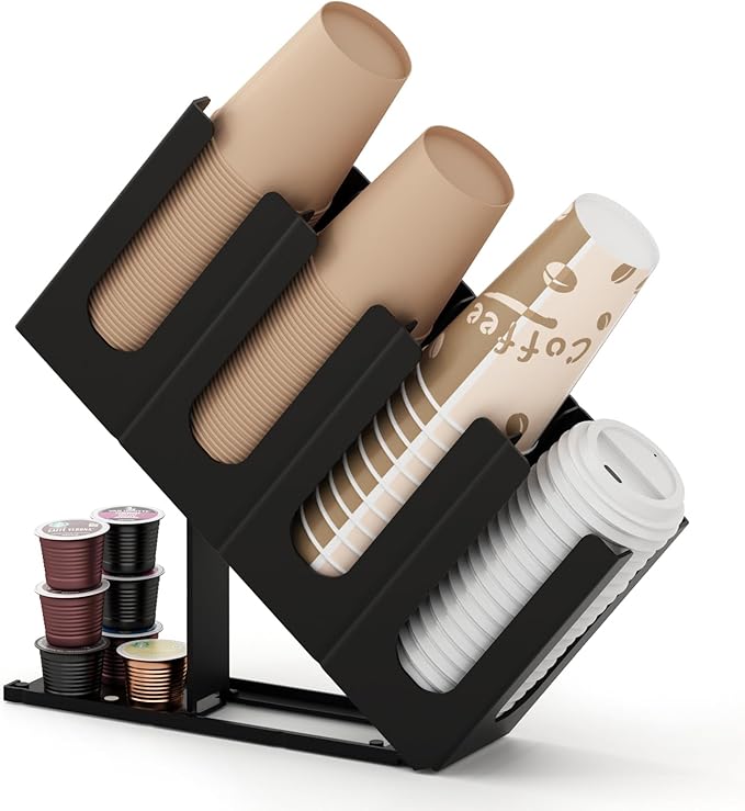 Amazon.com: Cup and Lid Holder with Straw Organizer Adjustable, 4 ...