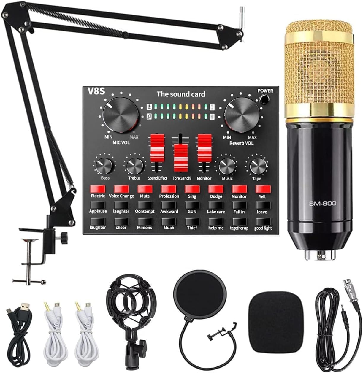 V8S Sound Card Upgraded BM-800A Condenser Microphone Set for Live ...