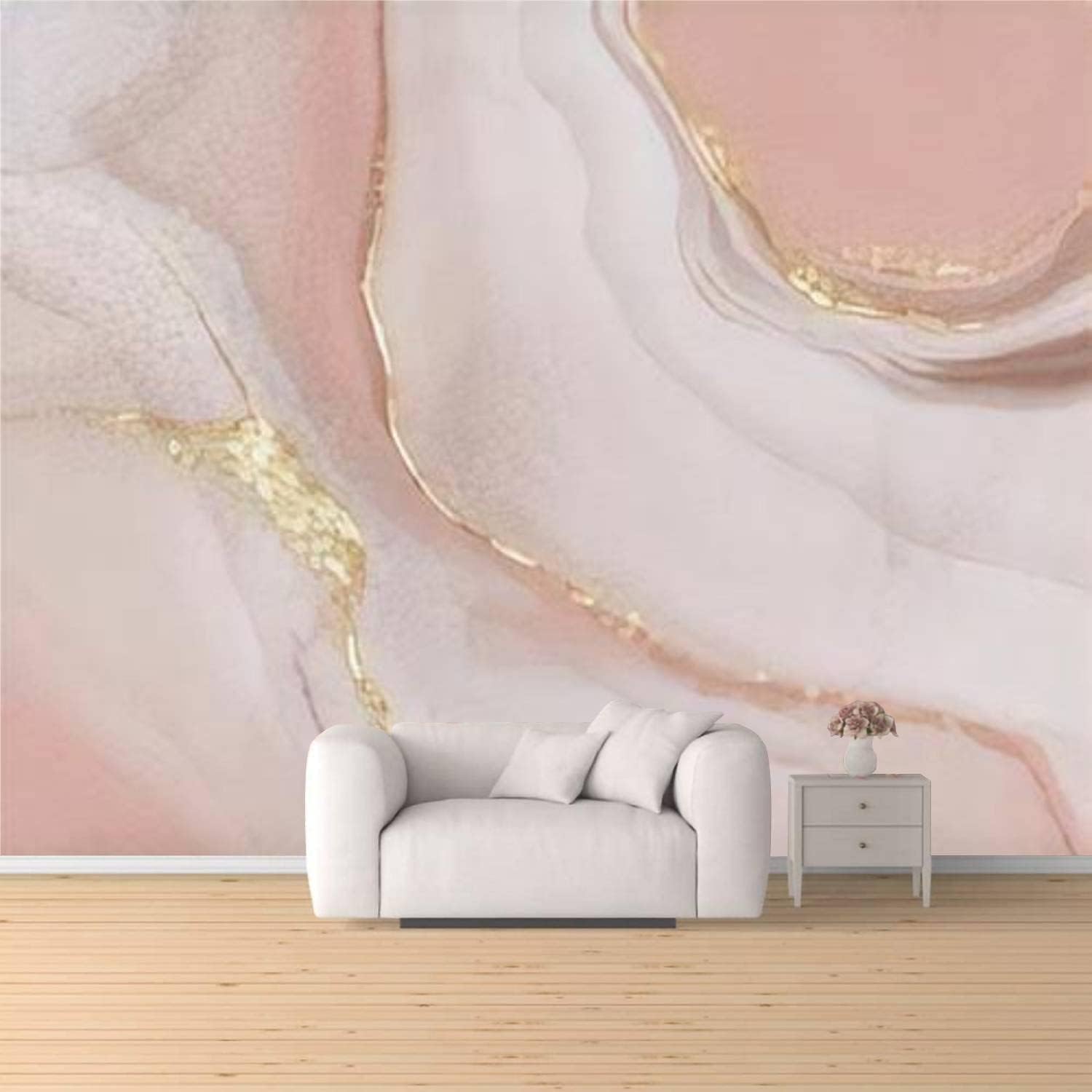 Amazon.com: Pink Marble Rose Gold 3D Wall Murals Wallpaper, Dusty Rose ...