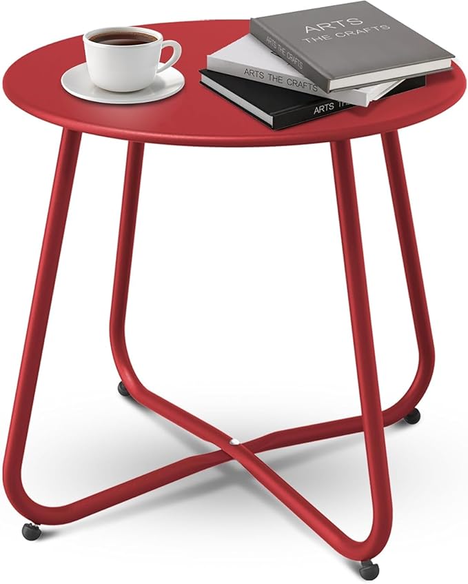 Amazon.com: Sturdy Round Side Table - Metal Outdoor End with Adjustable ...