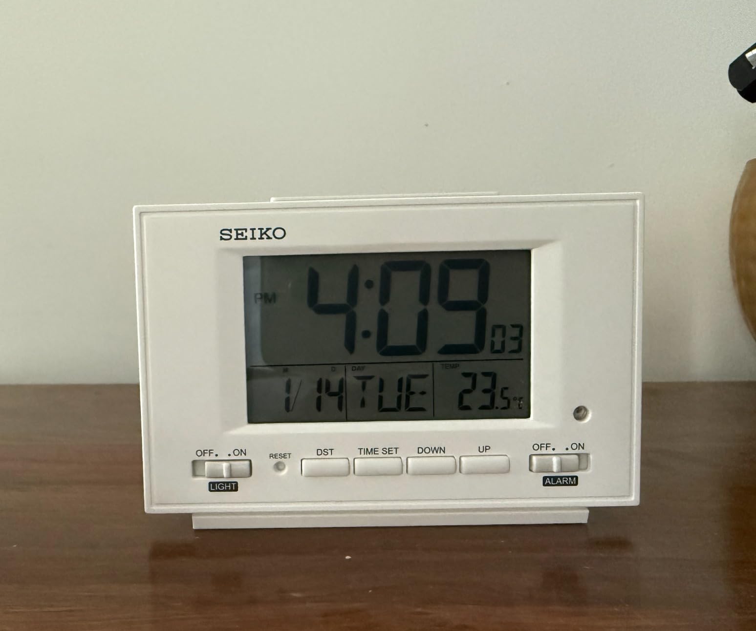 Buy SEIKO Elegant Rectangular White Plastic Beep Alarm Digital Table ...