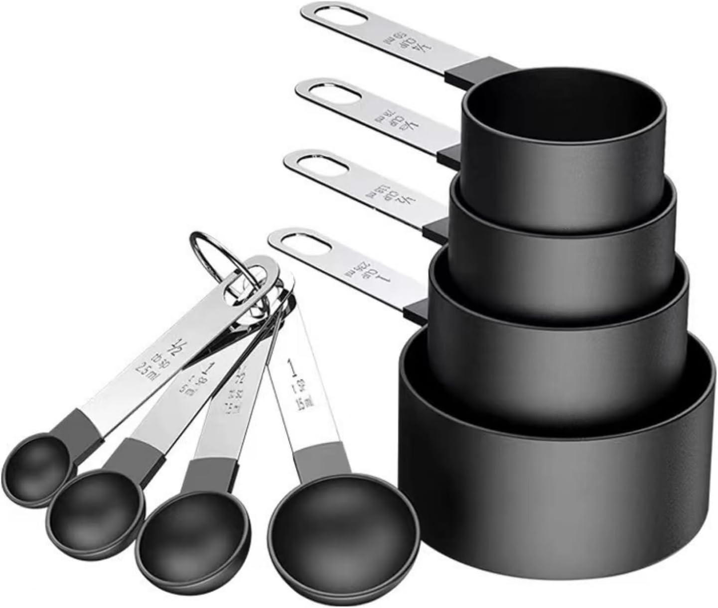 KAISHANE Measuring Cups and Spoon Set,8Pcs Stainless Steel Handle for ...