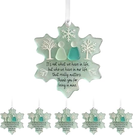 BRTNUP 6Pcs Snowflake-Shaped Sea Glass Friendship Decor with ...