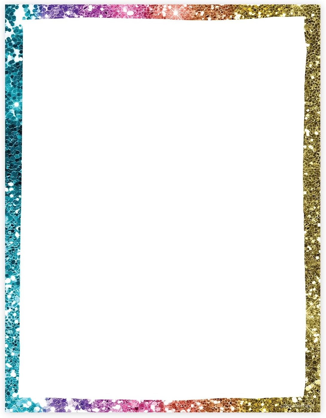 Amazon.com : Rainbow Faux Glitter Border Letterhead / 40 Colorful ...