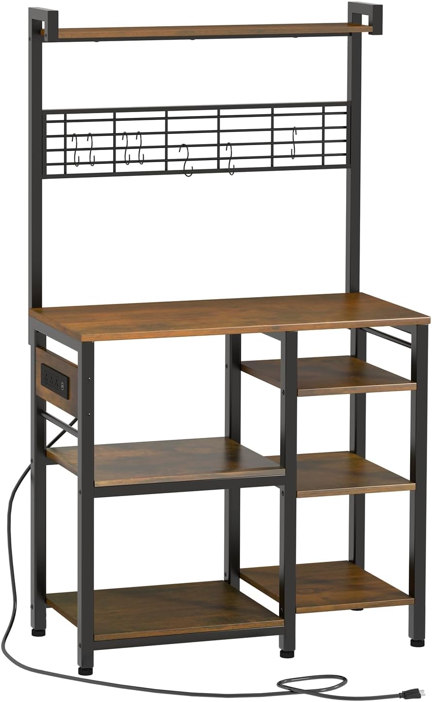 Amazon.com - SKOGWALK Large Bakers Rack with Power Outlet and Storage ...