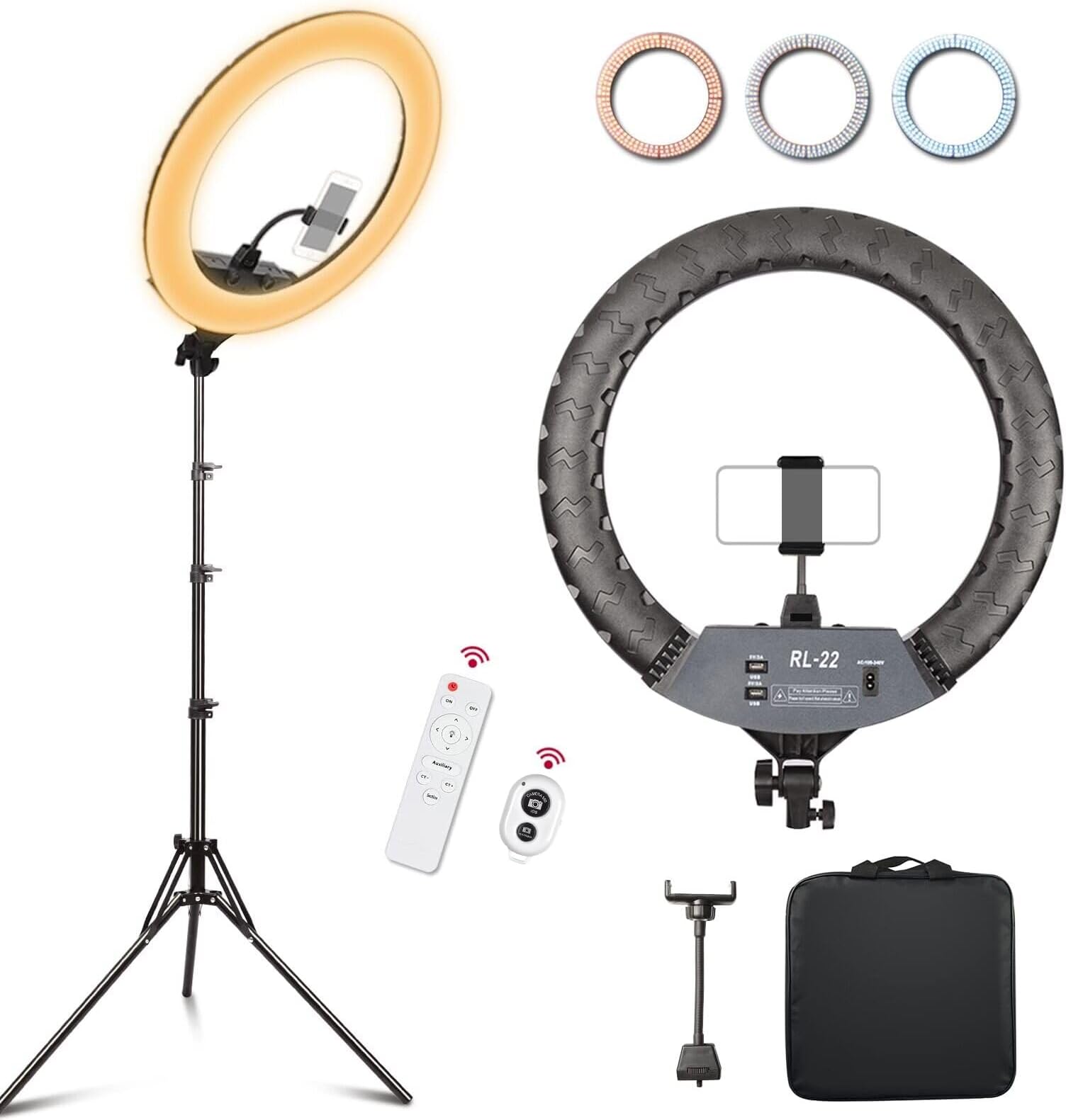 Webcem 13"/33cm Large Full-Screen Ring Light with Remote, 6500k ...