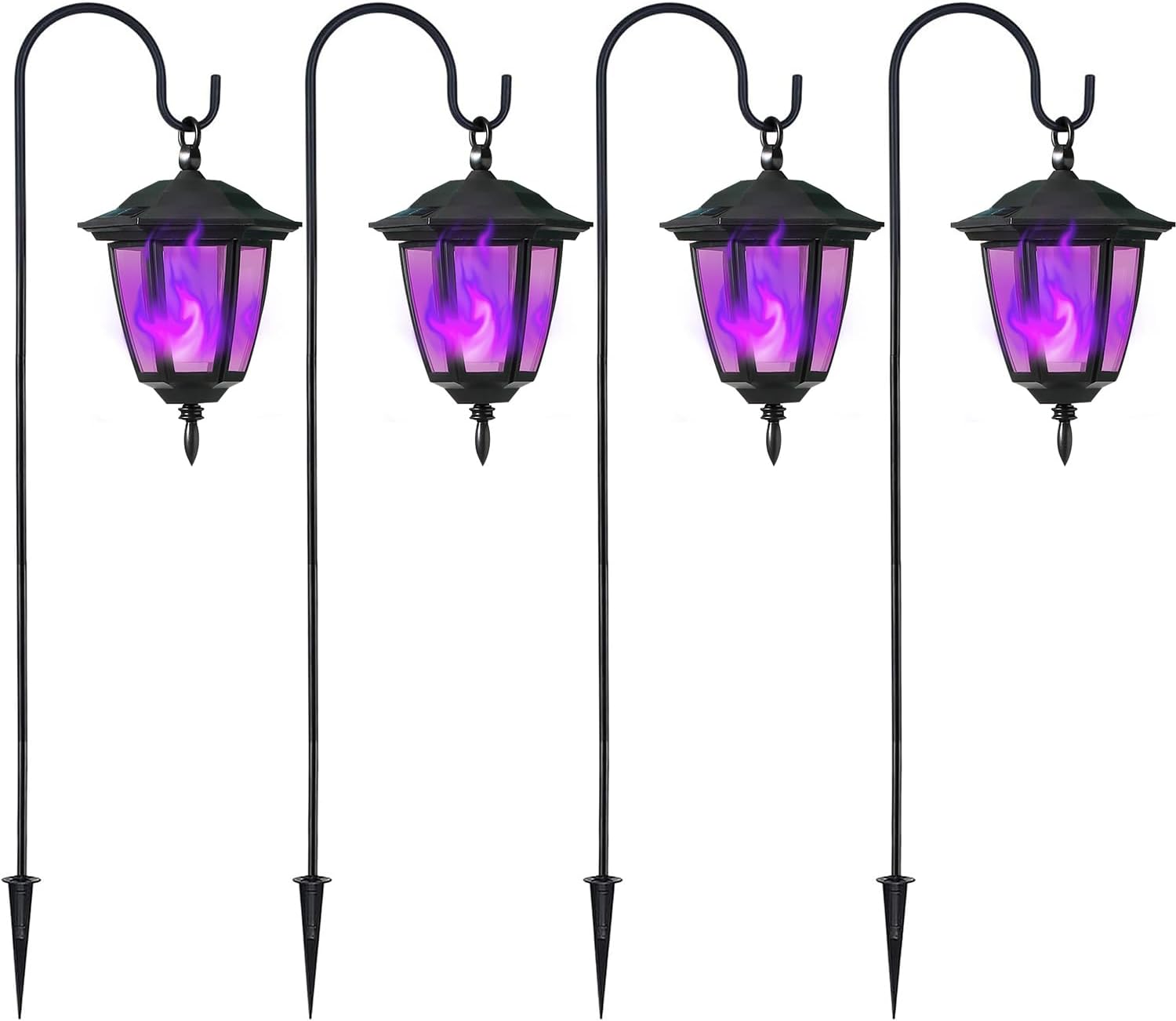 Dynaming 4 Pack Solar Halloween Flame Hanging Lights Outdoor ...