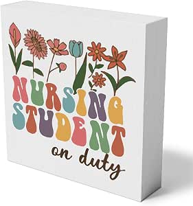 Amazon.com: Colorful Nursing Student on Duty Wooden Box Sign Home ...