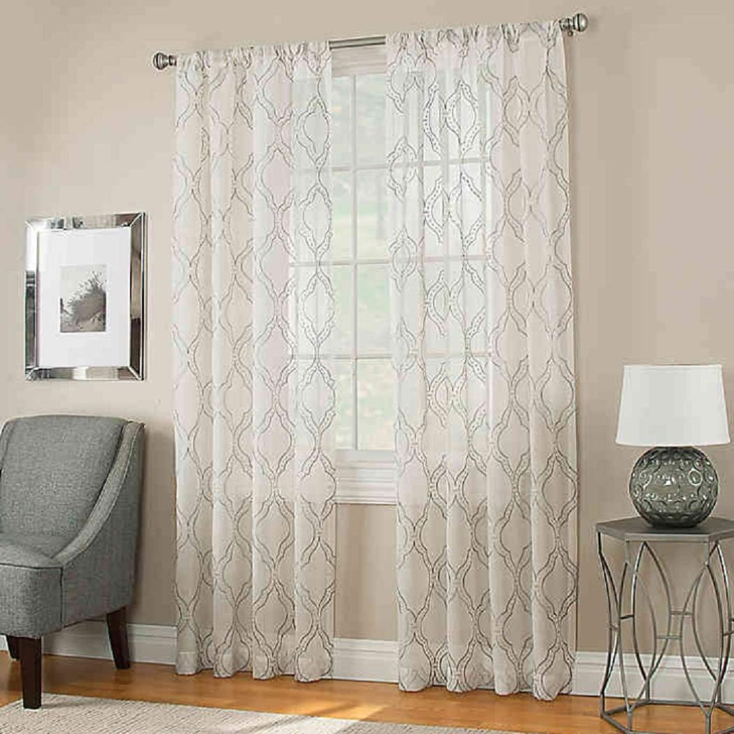 Amazon.com: Kensington Home Fashions Modern Ogee 95 Inch Sheer Window ...