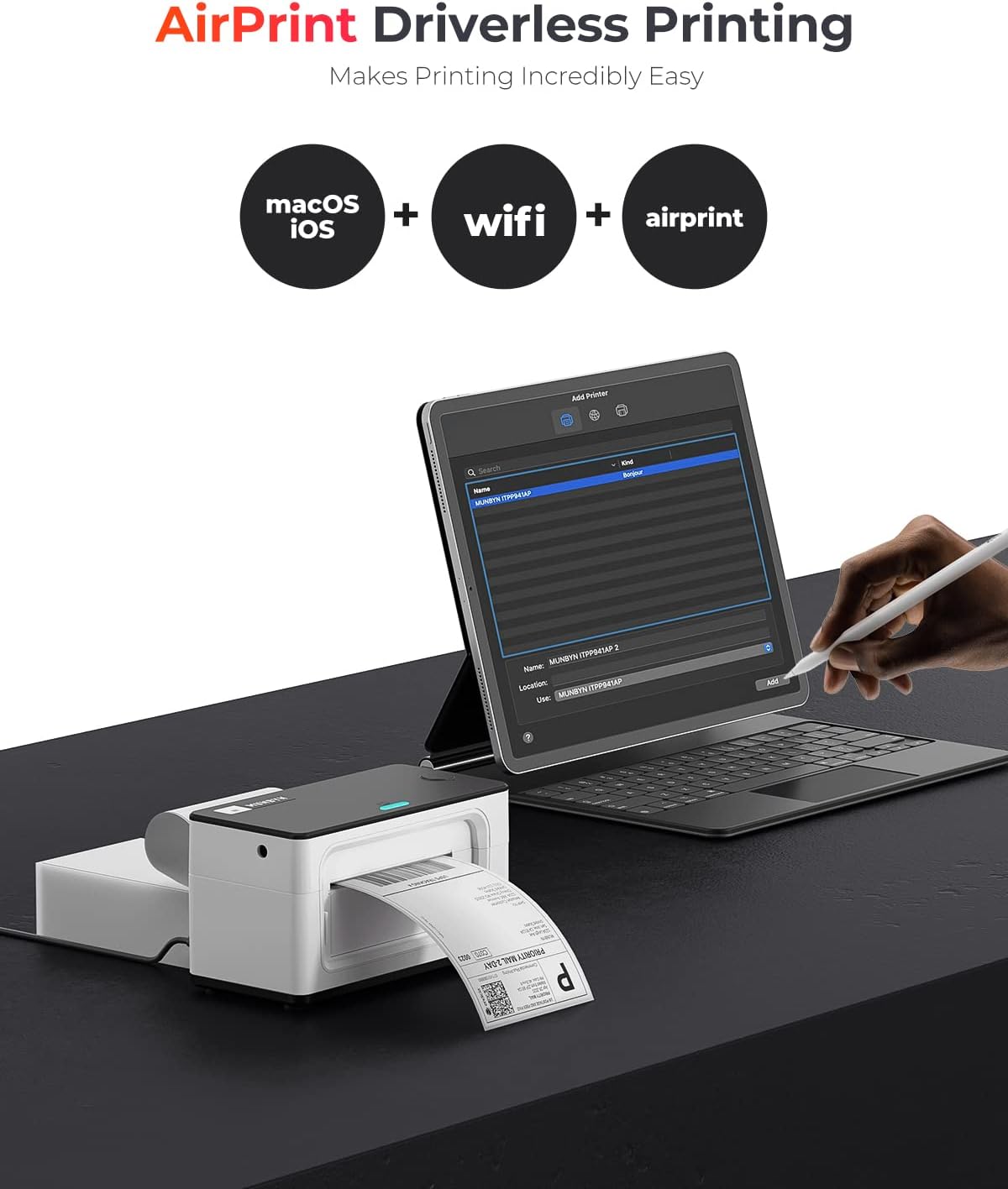 MUNBYN Impresora térmica inalámbrica, impresora de etiquetas de envío ...