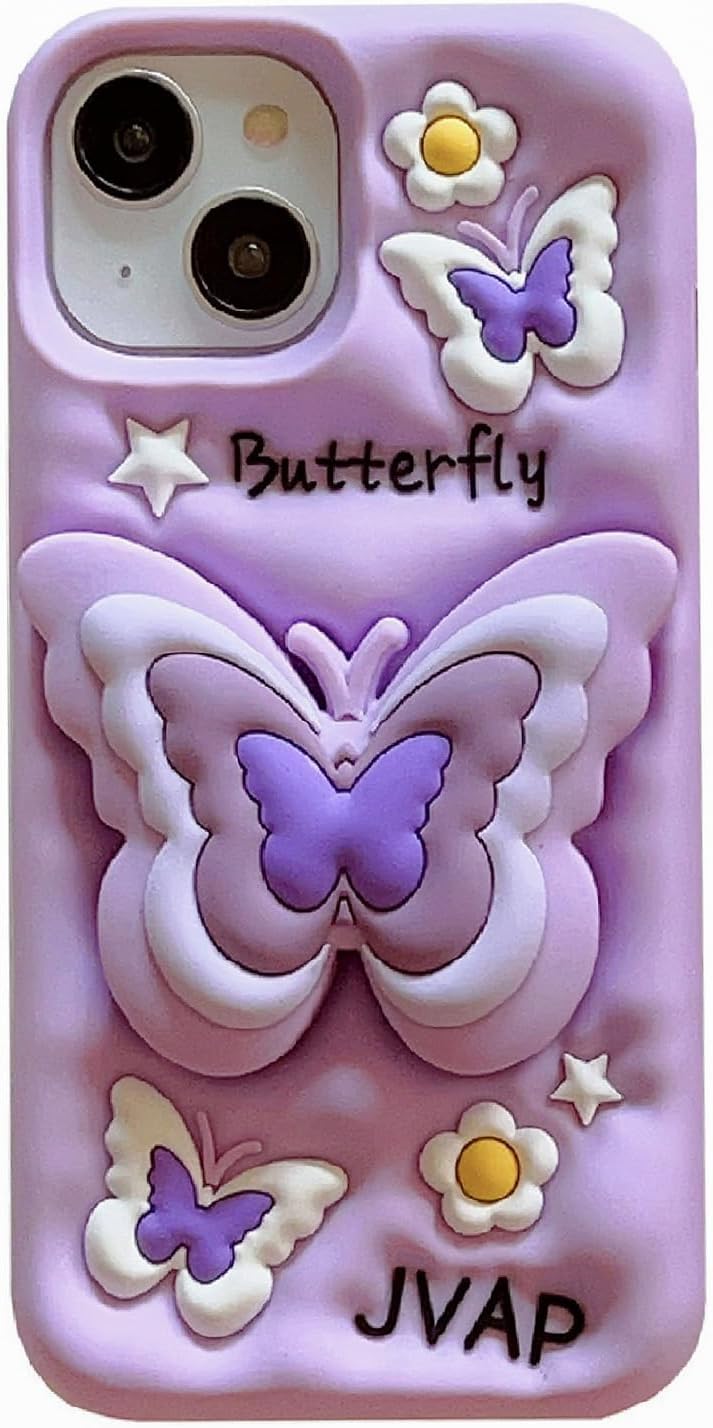Amazon.com: YWYUHE Purple Butterfly Phone Case Compatible with iPhone ...