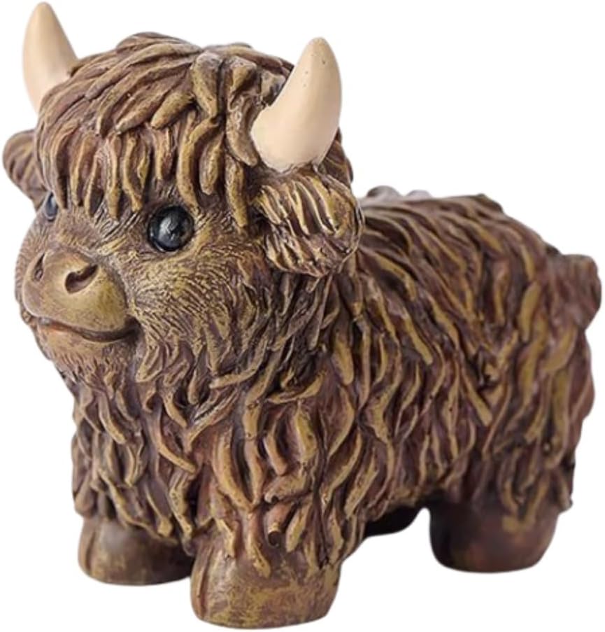 Amazon.com: Resin Highland Cow Figurine Highlander Cow Ornaments ...