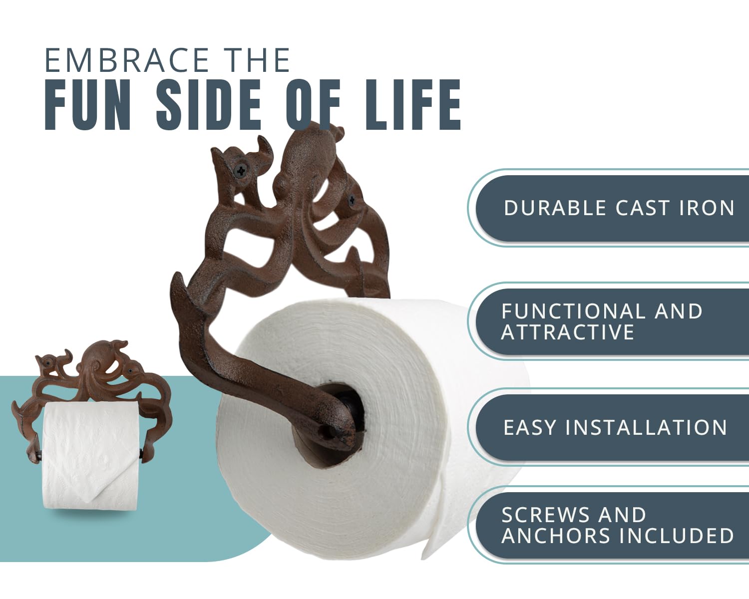 Snapklik.com : Decorative Cast Iron Octopus Toilet Paper Roll Holder ...