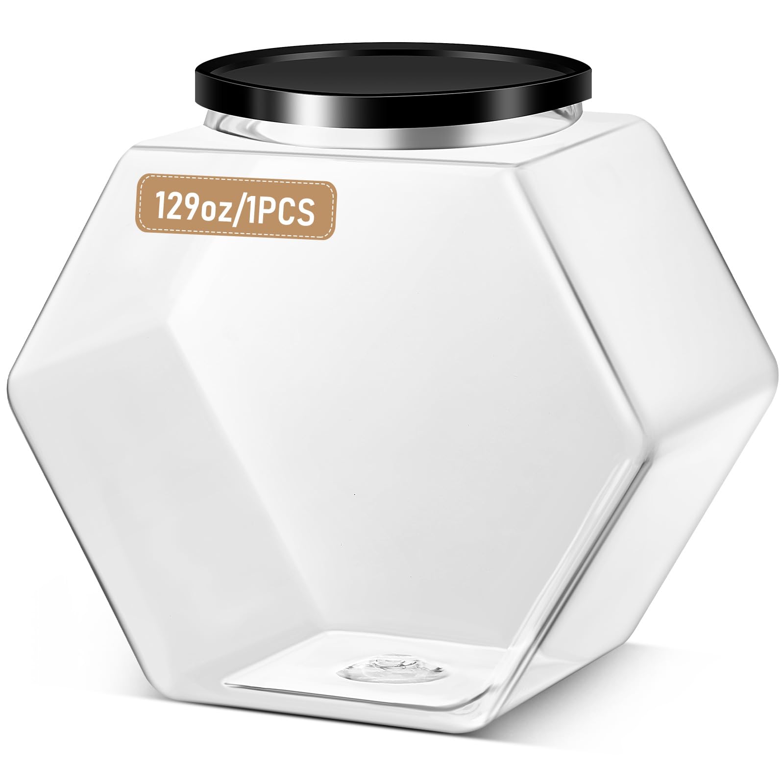 Amazon.com: Uiifan 1 Piece Hexagonal Plastic Candy Jar with Lid Cookie ...