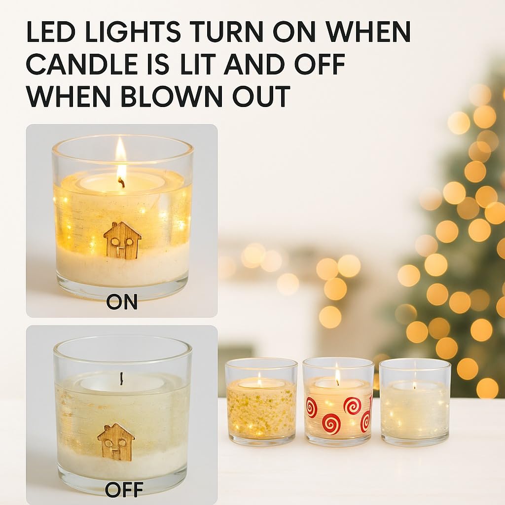 eBloutik - Christmas LED Light Up Candle - Glass Decoration with ...