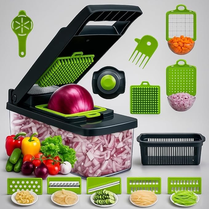 TRADY 14-in-1 Multi-Functional Vegetable Cutter & Chopper | Stainless ...