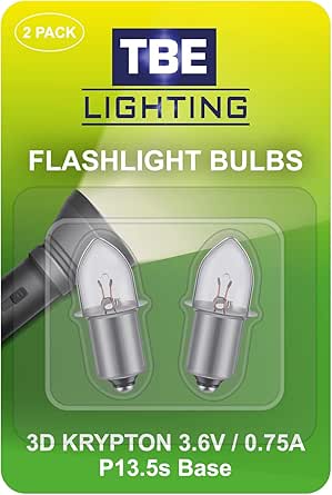 TBE LIGHTING Replacement Torch Bulb 2D 3.6 Volt, 0.75A Bayonet Base P13 ...