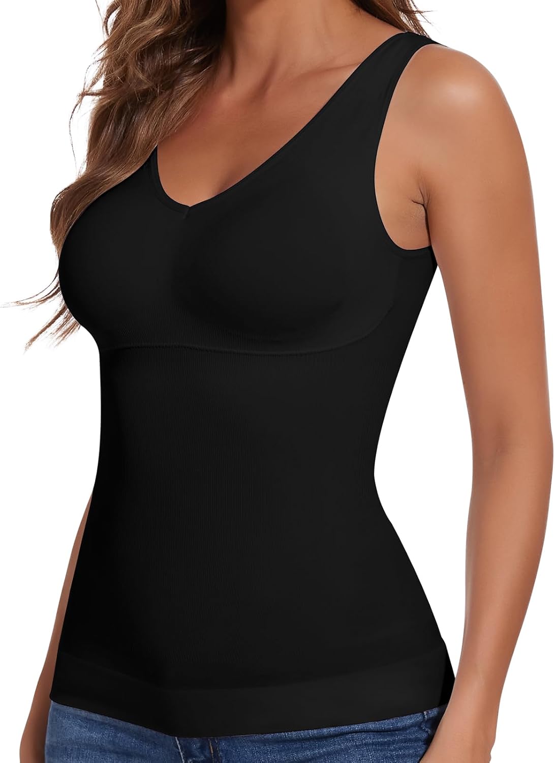 JOYSHAPER Women's Shapewear Tops Padded Bra Shapewear Tank V-Neck Cami ...