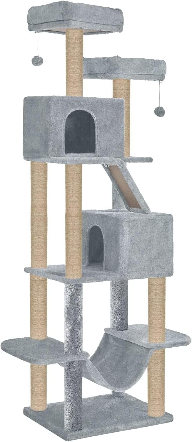 FURRLOVERS Cat Kitten Scratching Post Activity Tree - Condo, Fur Fabric ...