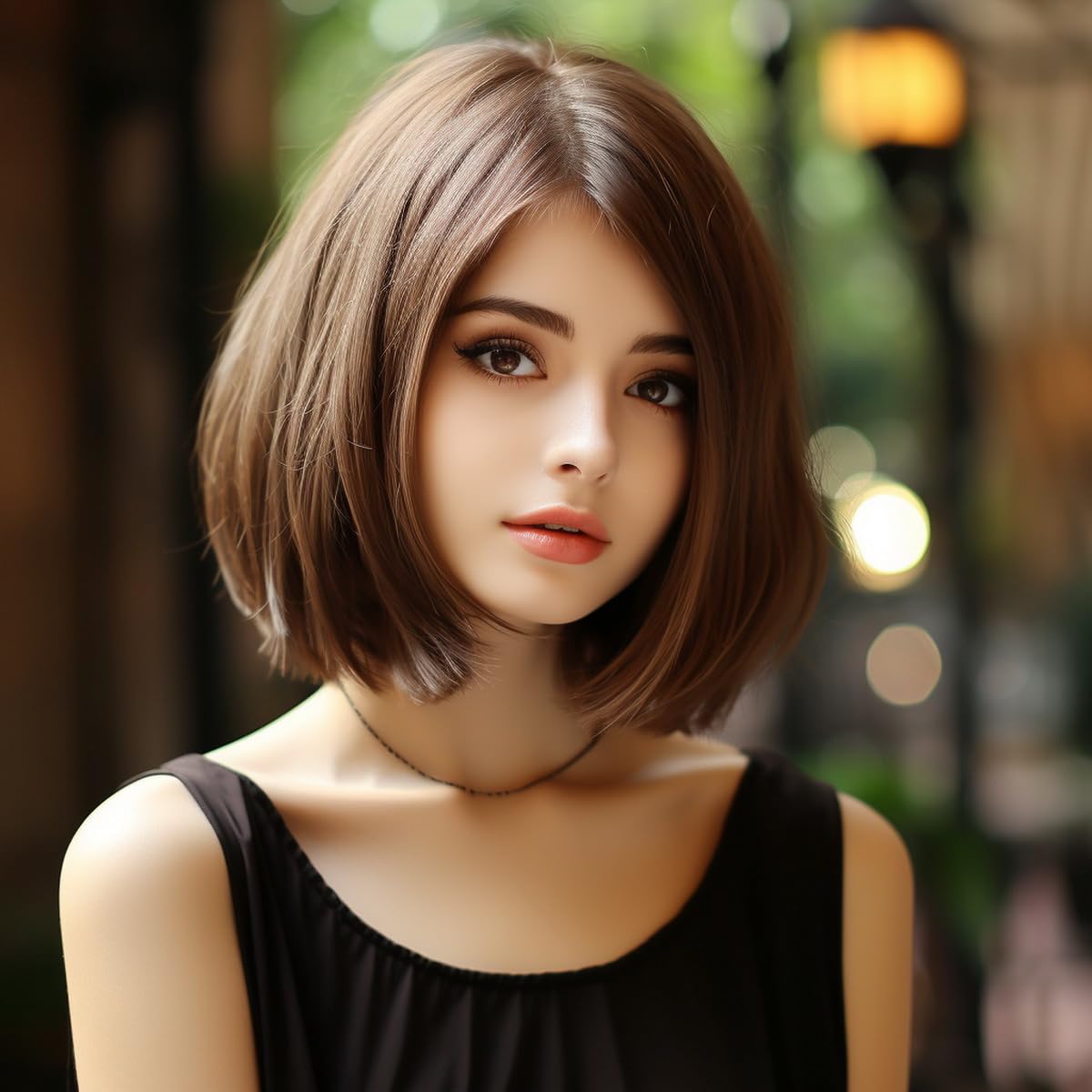 Amazon.com : Short Dark Brown Wig for Women|Synthetic Brunette Wig for ...