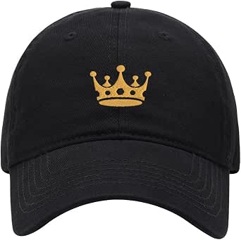 Men's Baseball Cap Crown King Embroidered Washed Cotton Vintage Dad ...