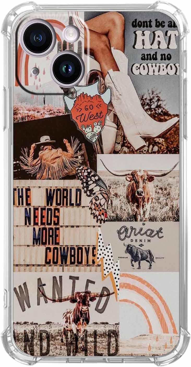 Amazon.com: XUNQIAN Compatible for iPhone 15 Case, Aesthetic Retro Cowgirl Cowboy Western ...