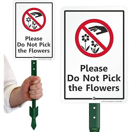 ZMKDLL Do Not Pick The Flowers Metal Sign No Picking Plucking Keep Out