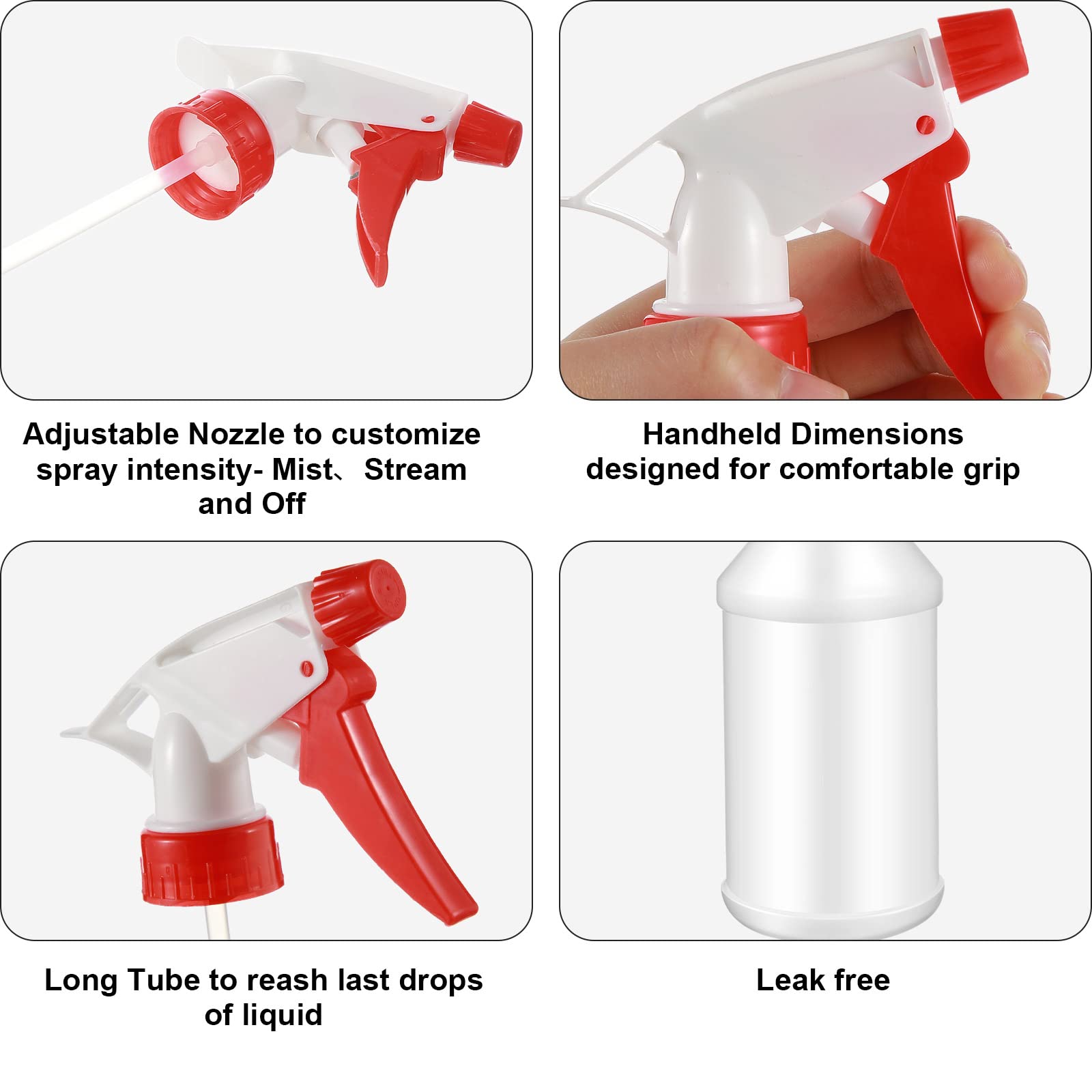 Gerrii 24 Pcs 24oz Plastic Spray Bottle Bulk, Empty Refillable Squirt Bottles for Cleaning ...