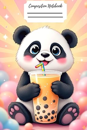 Amazon.com: Cute Kawaii Panda Notebook with Bubble Tea: Adorable ...