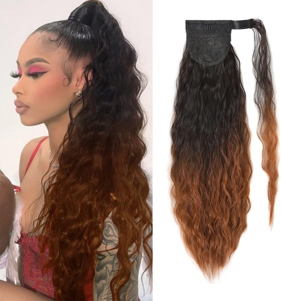 Amazon.com : YEAME Corn Wave Ponytail Extension Clip in - 22 Inch Long ...
