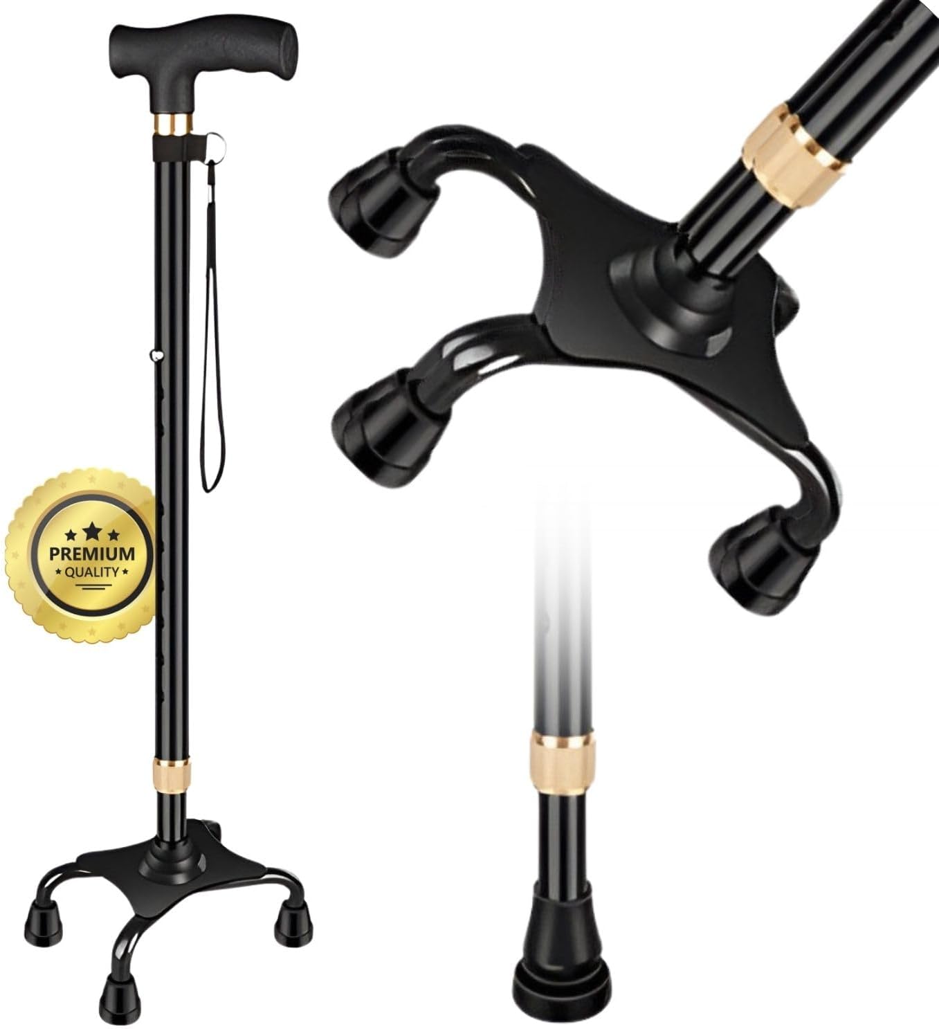 OrtoPrime Walking Stick with 4 Legs, Ergonomic Four Legged Adjustable ...