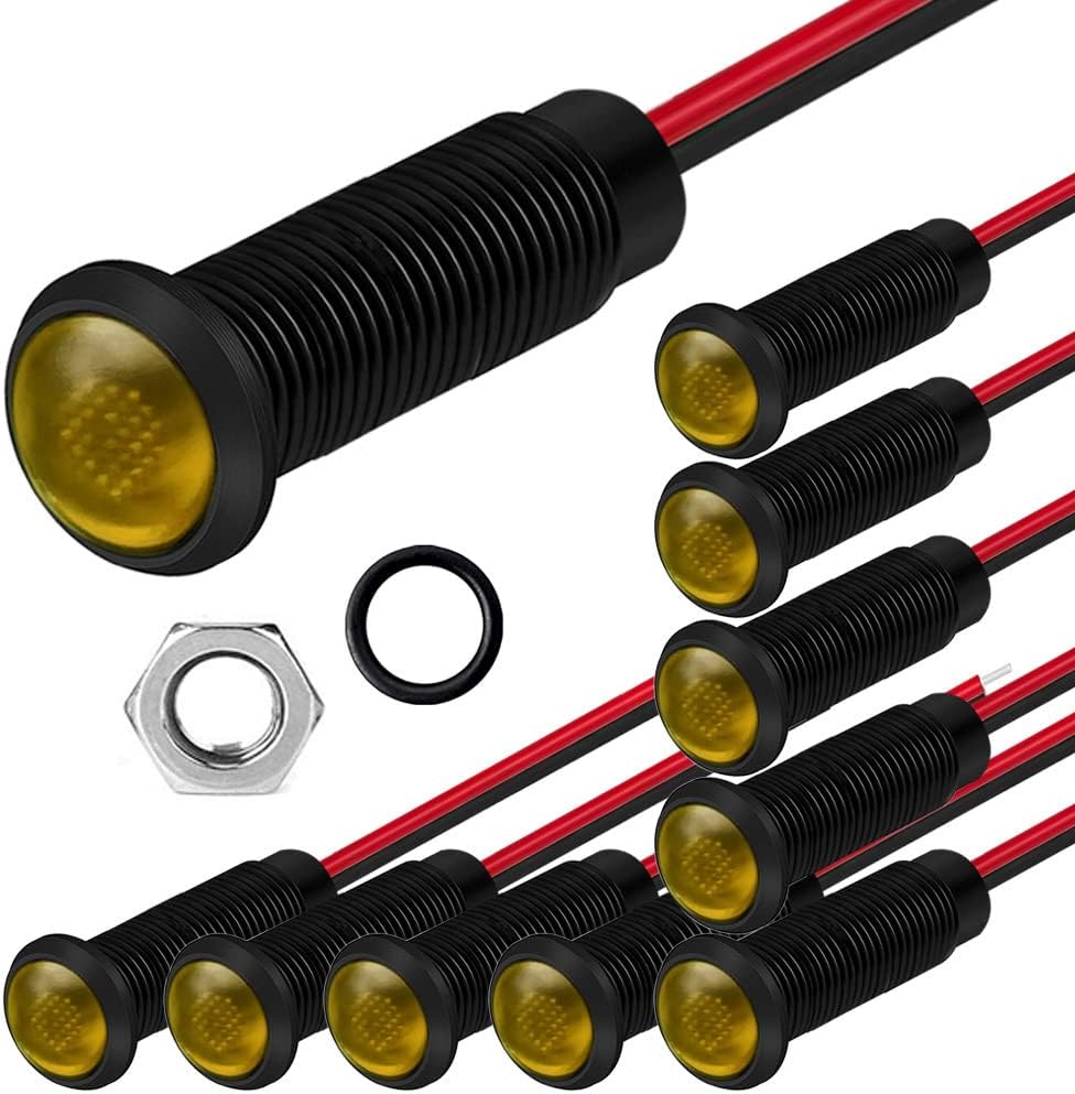 Amazon.com: Gebildet 10pcs LED Plastic Indicator Pilot Light AC/DC 12 ...