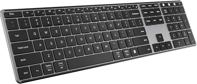 Wireless Bluetooth Keyboard Full Size, Quiet Slim Multi-Device USB ...