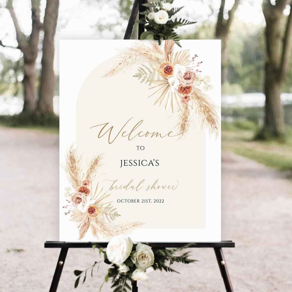 Amazon.com : MeKelanie Editable Boho Floral Bridal Shower Welcome Sign ...