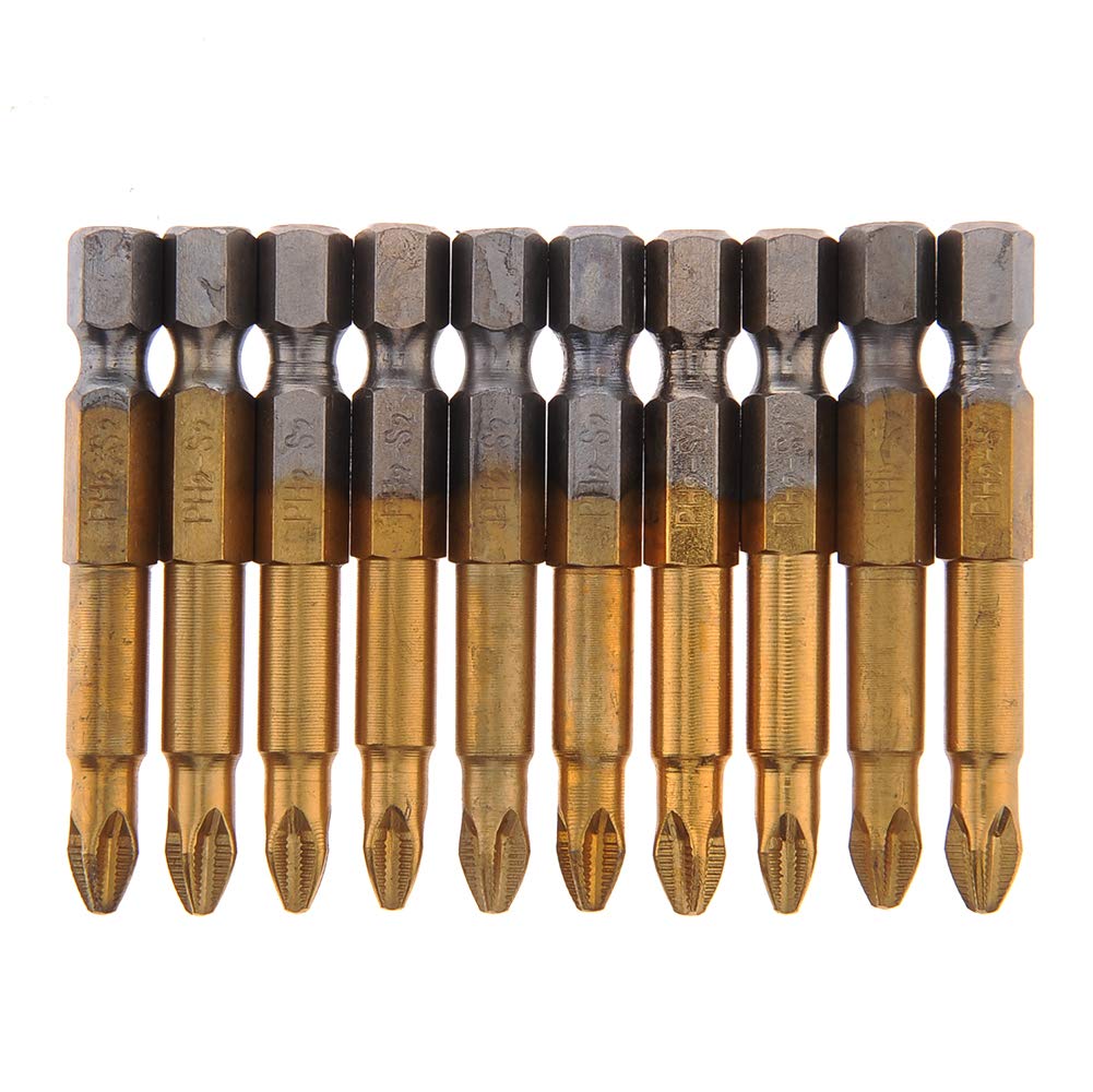10PCS Philips Screwdriver Bits Set Magnetic Anti-Skid Titanium Coated ...