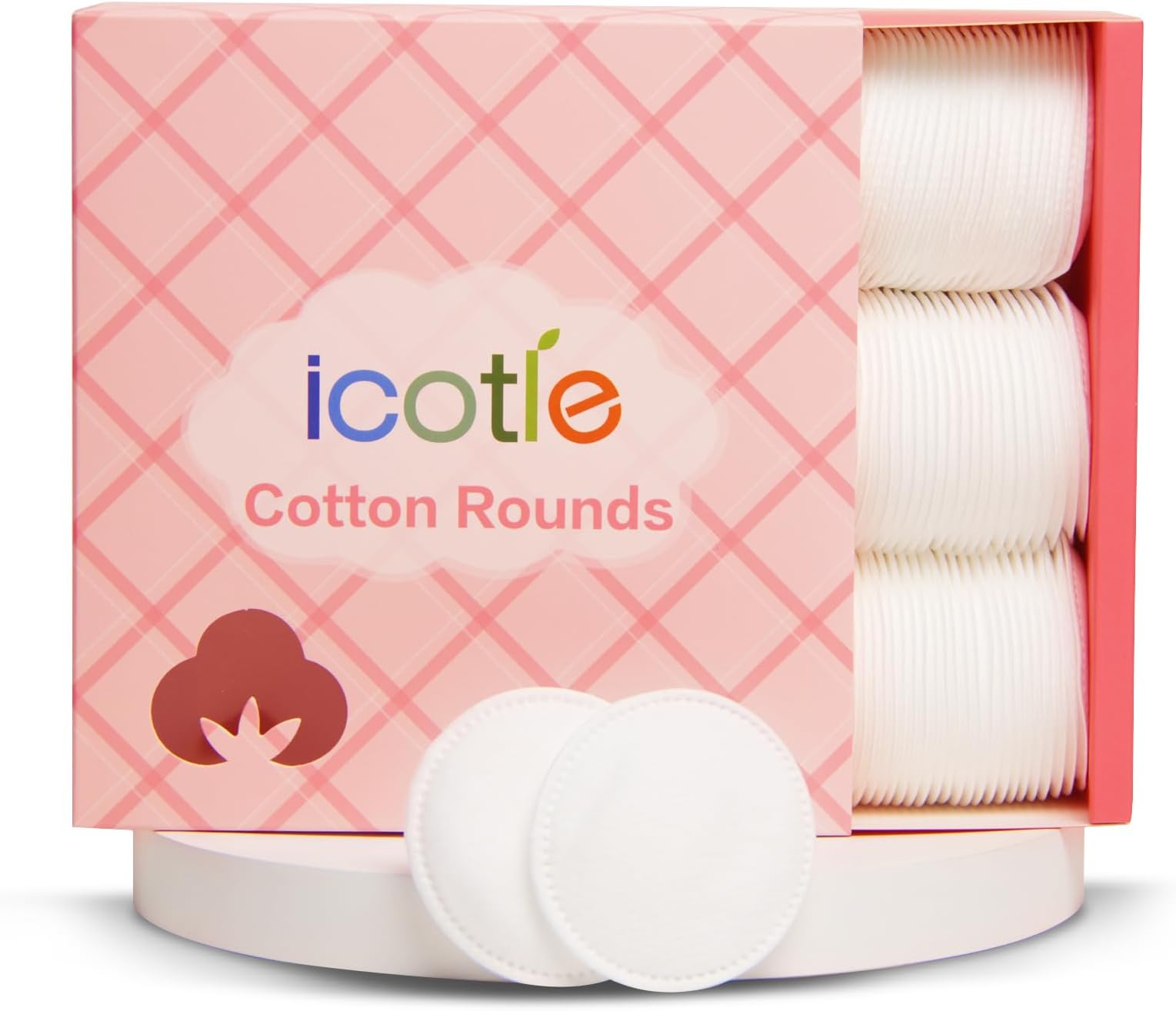 Amazon.com: ICOTLE 100% Pure Cotton Round Pads for Face (210), Lint ...