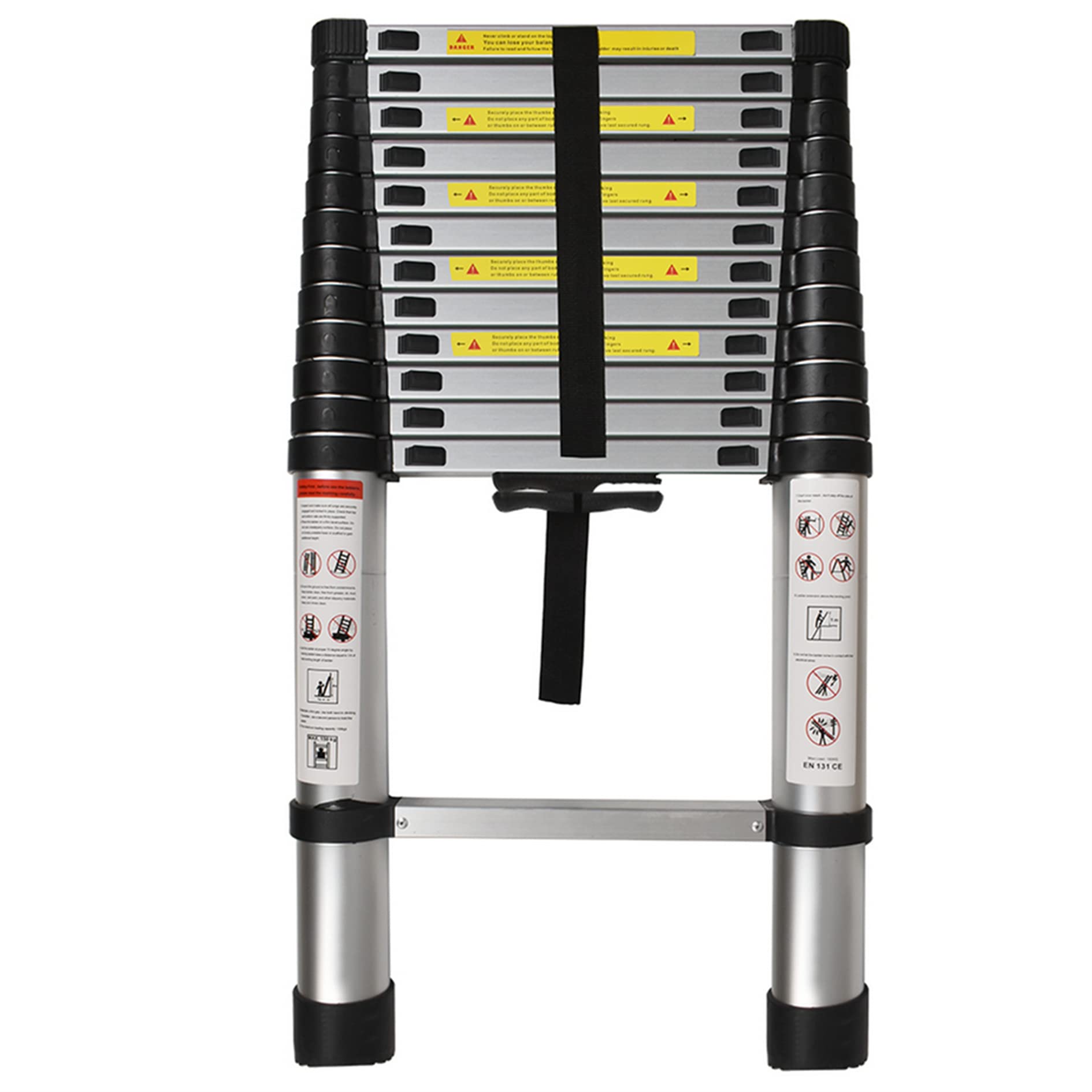 Folding Telescoping Ladder Aluminum Extendable Ladder 12.5FT ...