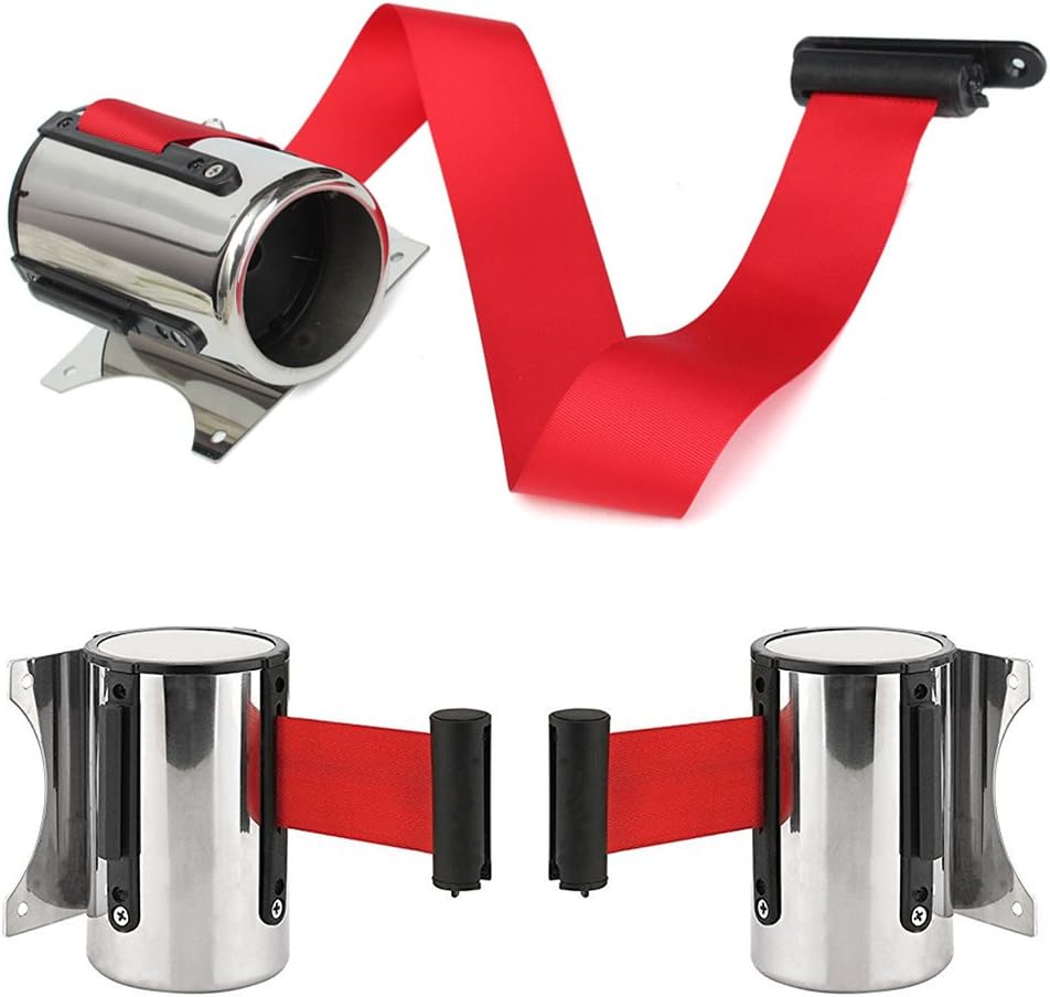 KOET Queue Barrier Belt, 2/3/5M Wall Mounted Belt Barrier Retractable ...