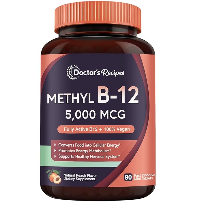 Buy Doctor's Recipes Vitamin B12, Methylcobalamin 5000 mcg 90 Fast ...