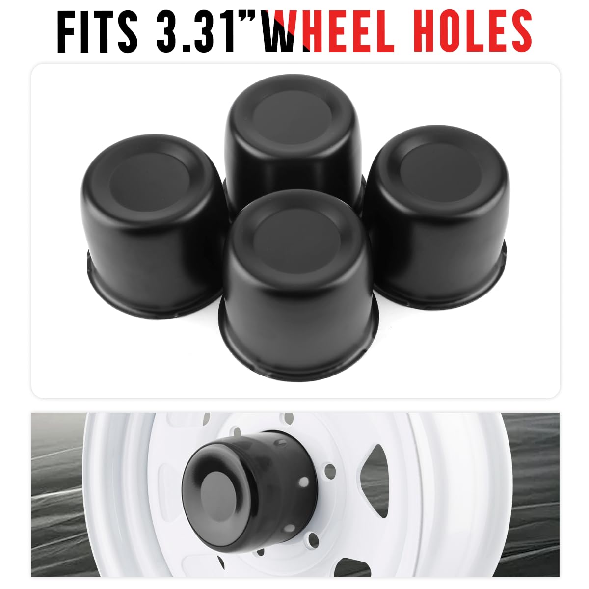 Snapklik.com : 3.37" Stainless Steel Wheel Center Caps Push Through ...