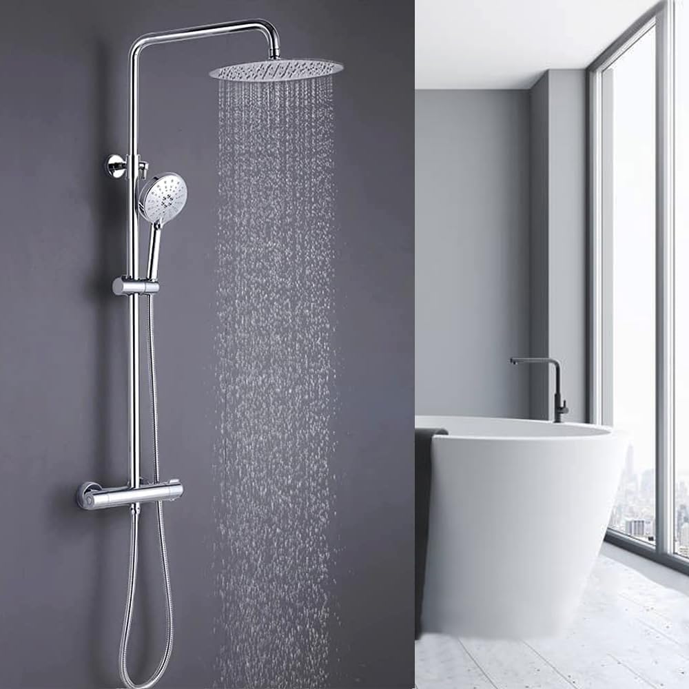 EMKE Duschsystem mit Thermostat Duschset Duschsäuleset mit Brausestange ...
