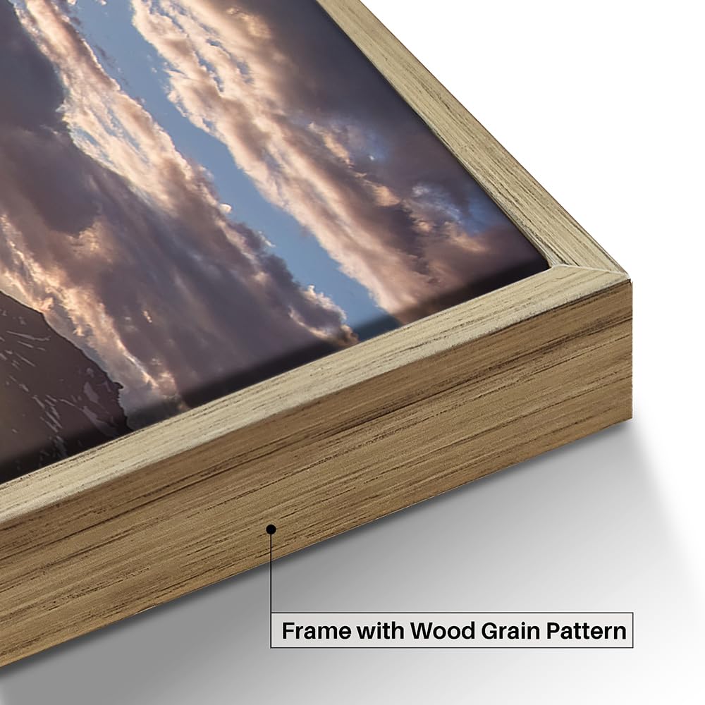 Mountain Wall Art - Framed Lake Picture with Sunrise, Sunset, Landscape ...