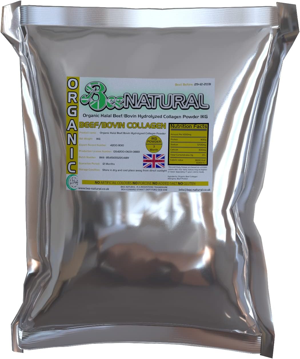Bee-natural Bovin (Beef) Hydrolyzed Collagen Powder 1KG : Amazon.co.uk ...