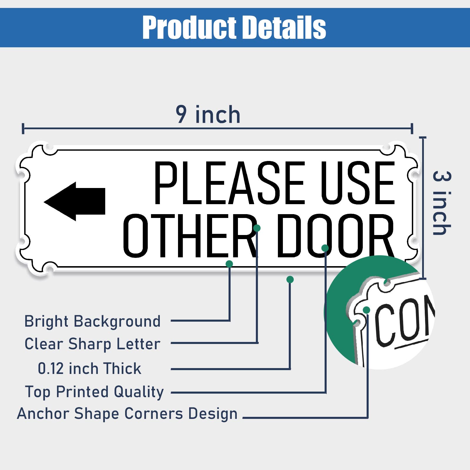 Snapklik.com : Please Use Other Door Sign Left Arrow 9"x3" White