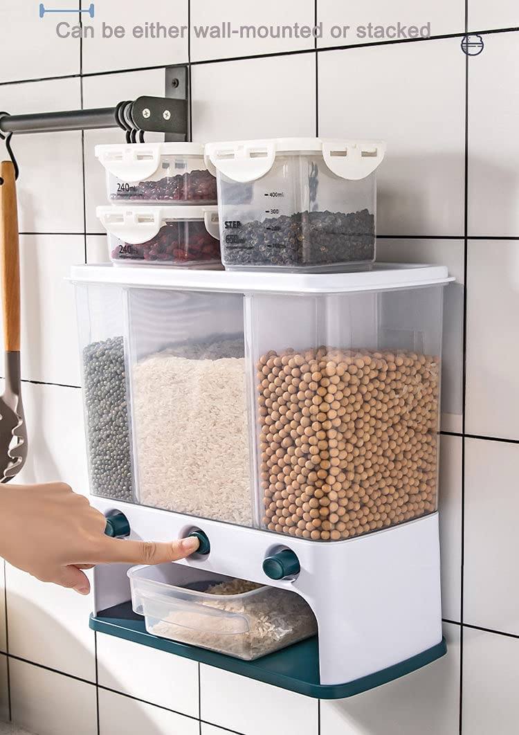 Buy Wall Grain Dispenser Plastic Storage Box with Lid Christmas Gift ...