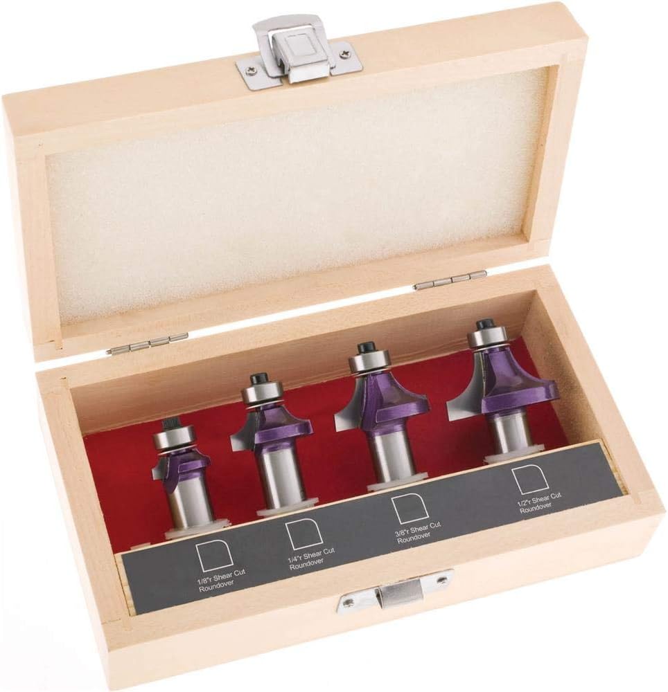 Grizzly H3430 Roundover 4-Piece Set, 1/2-Inch Shank - Hex Shank Drill ...