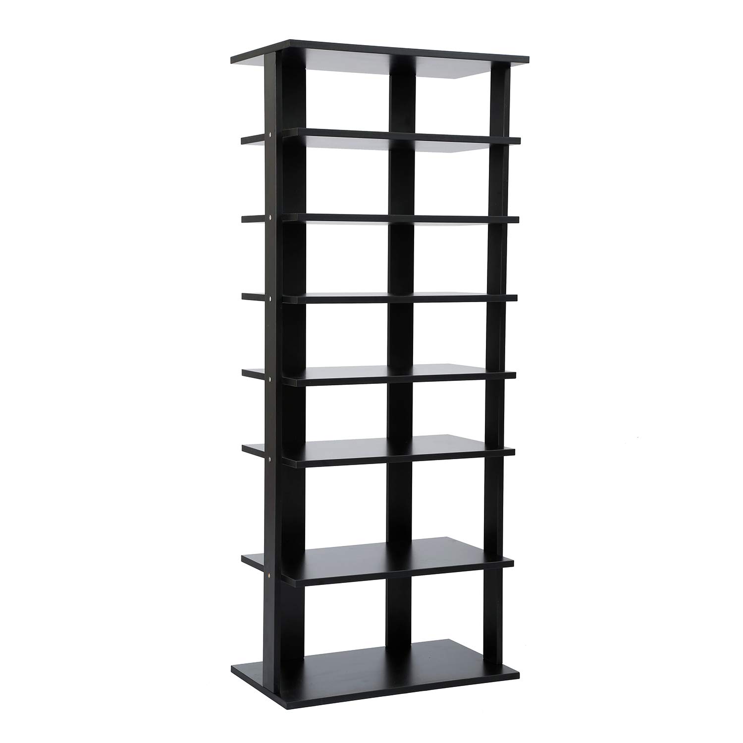 JEROAL Wooden 7 Tier Shoes Racks, Tall Narrow Shoe Storage Tower, Small ...