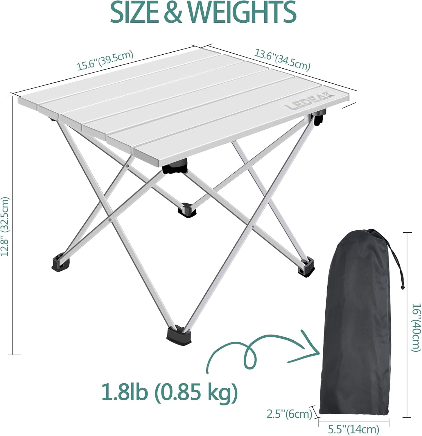Ledeak Portable Camping Table, Lightweight Folding Table with Aluminum ...